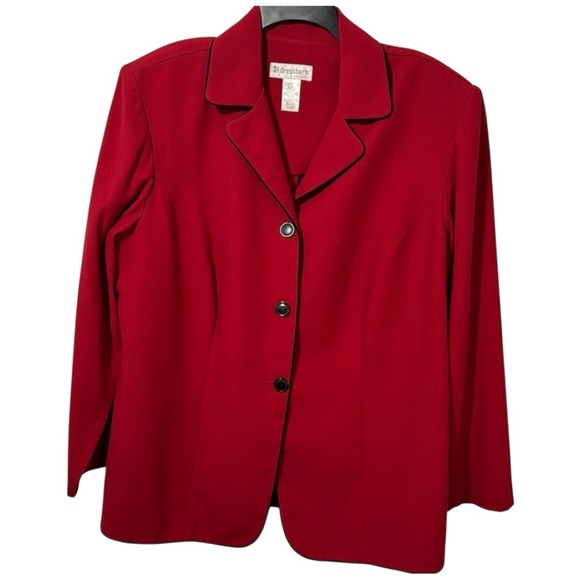 Dress Barn | Jackets & Coats | Dress Barn Jacket Red W Black Piping ...